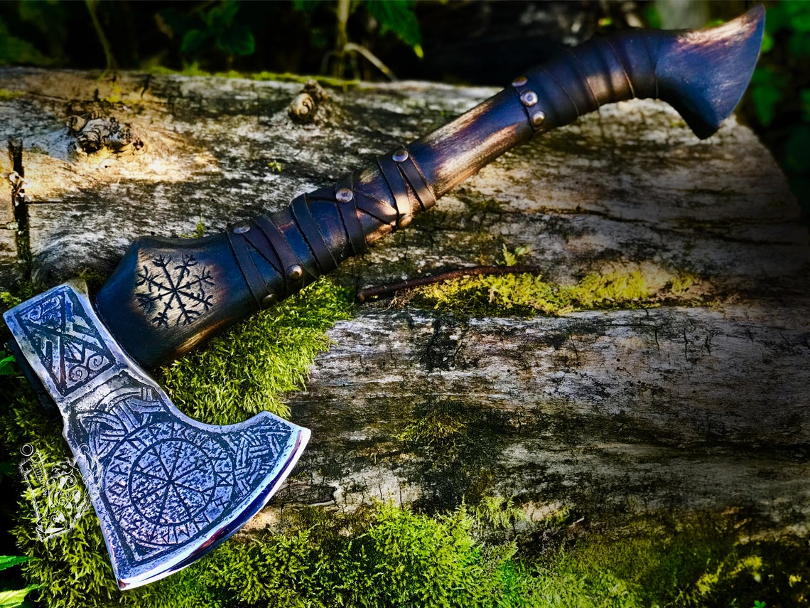 Vegvisir Forged Axe Hand Forged Axe Throwing Axe Groomsmen - Etsy