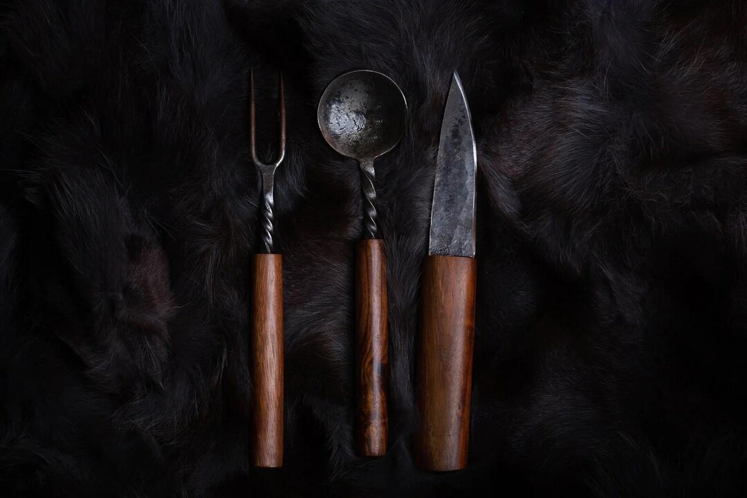 Hand-forged Viking Cutlery Set, Rustic Norse Flatware Collection ...