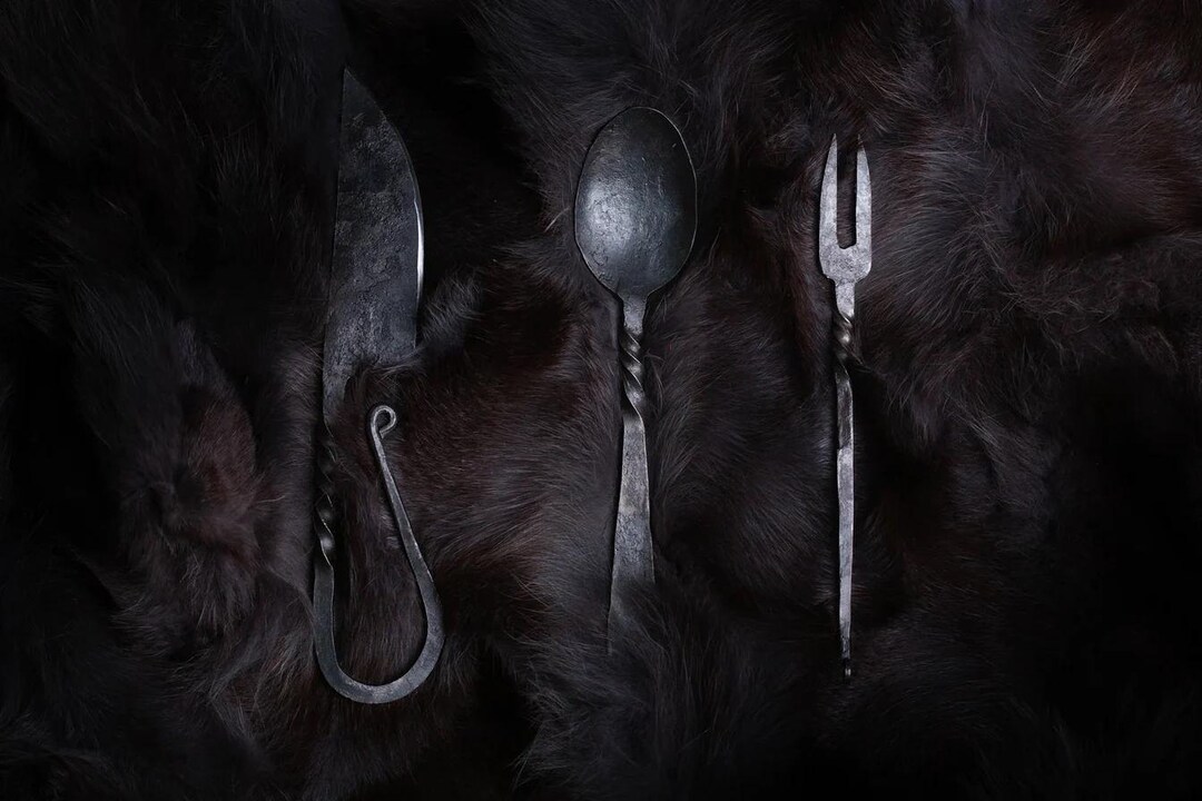 Hand-forged Medieval Cutlery Set, Rustic Norse Flatware Collection ...