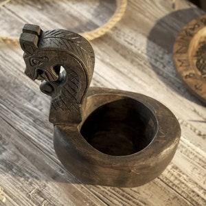 Jormungandr Wooden Bowl, Handcarved Wooden Bowl, Slavic Tableware ...