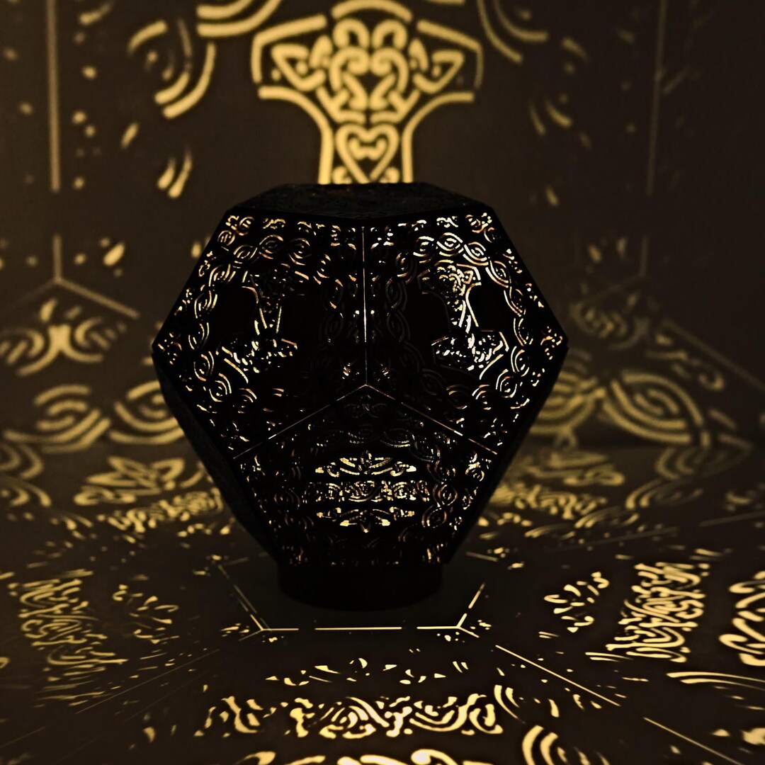 Thor Hammer Shadow Lantern, Norse Lamp, Geometric Lantern, Wood Shade ...