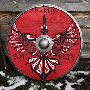 Norse Raven Battle Shield, Viking Wall Decor, Nordic Armour, Gift for ...