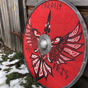 Norse Raven Battle Shield, Viking Wall Decor, Nordic Armour, Gift for ...