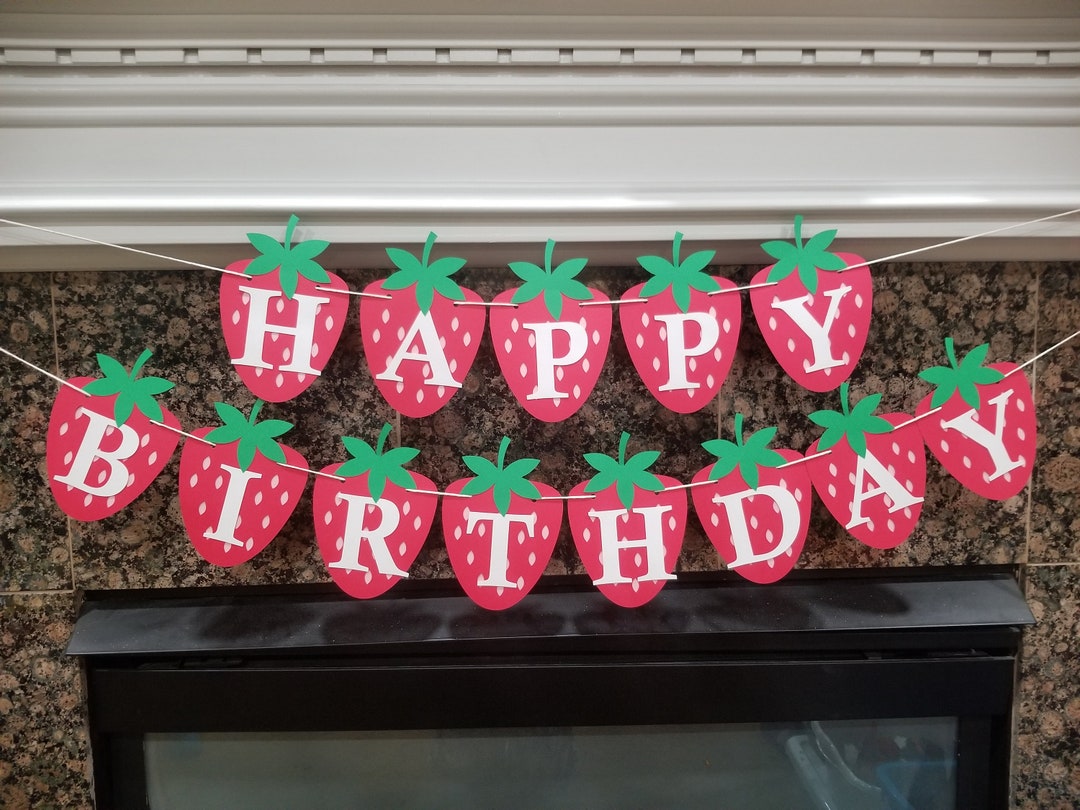 Strawberry Party, Strawberry Banner, Strawberry, Party, Banner, Cake ...