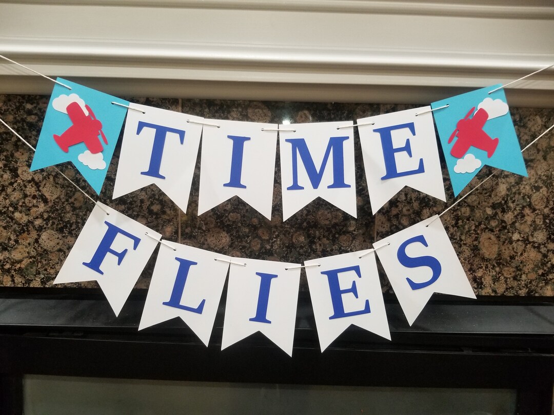 Time Flies First Birthday Decoration - Boys Birthday- Airplane 1st ...