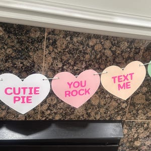 Candy Heart Garland, Valentine's Day Decor Conversation Hearts Banner ...