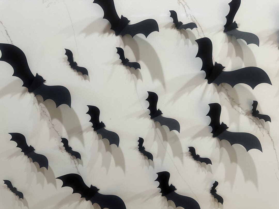 Set of 50 Pcs -black Bats, Halloween Bats, Wall Bats, Card Stock Bats ...