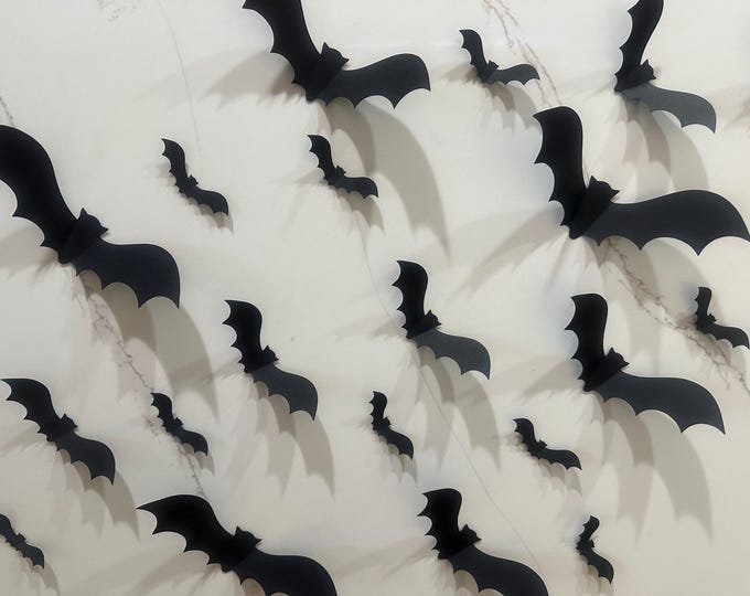 Set of 50 Pcs -black Bats, Halloween Bats, Wall Bats, Card Stock Bats ...