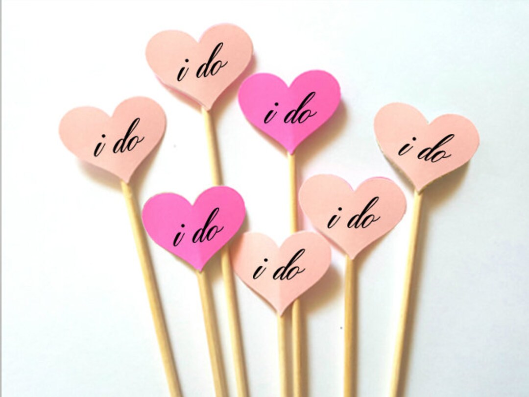 Set of 24pcs I Do - HEART on 6" or 8" Skewer or Stir Stick - Birthday ...