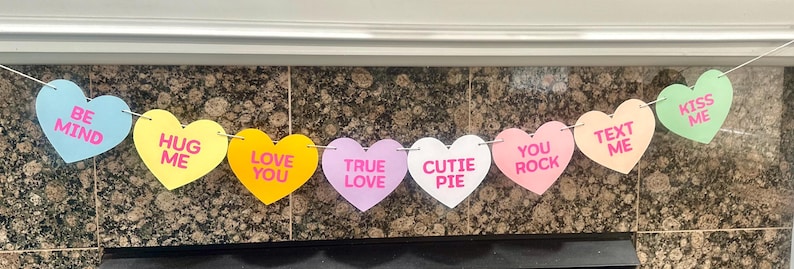 Candy Heart Garland, Valentine's Day Decor Conversation Hearts Banner ...