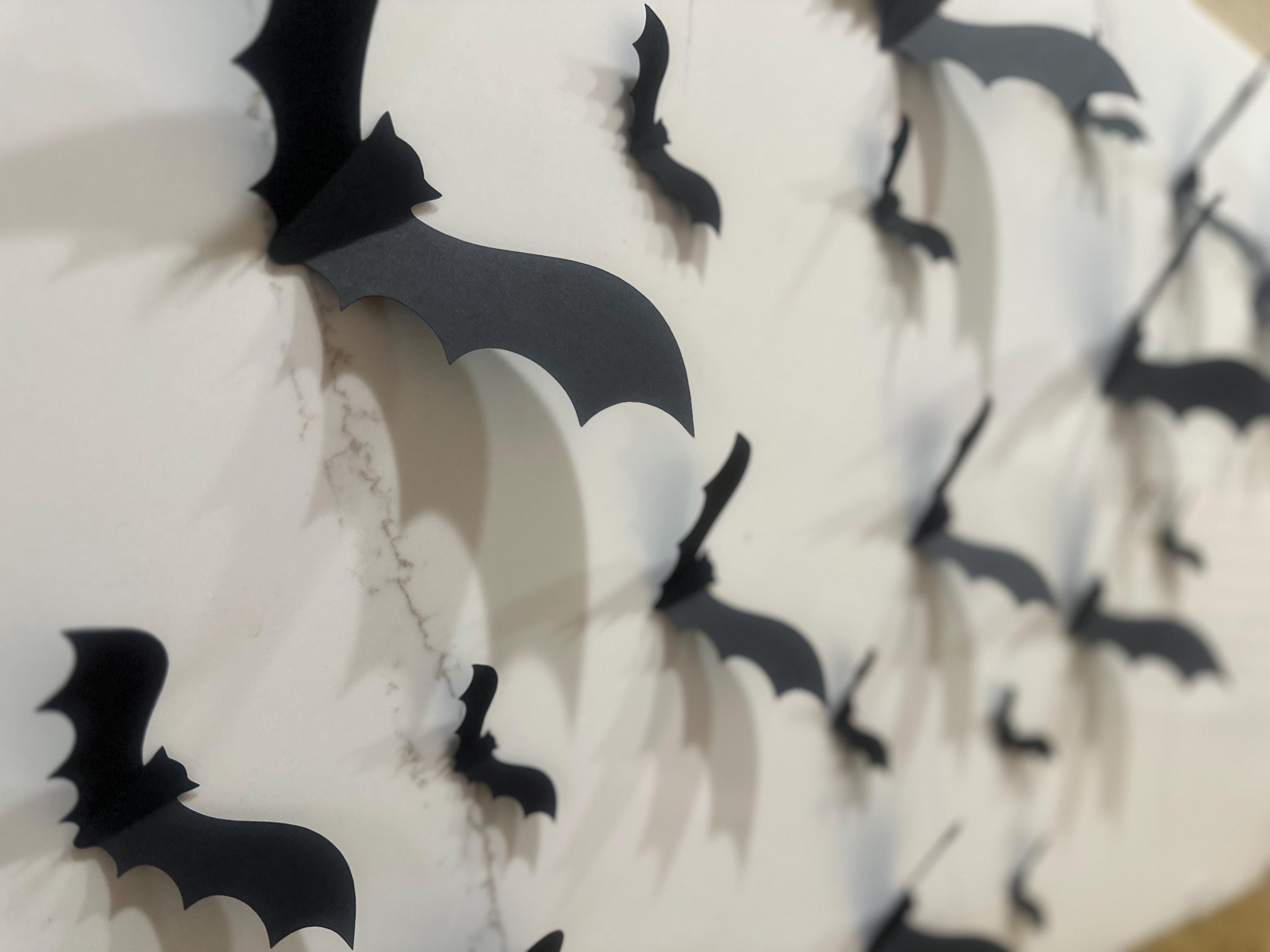 Set of 50 Pcs -black Bats, Halloween Bats, Wall Bats, Card Stock Bats ...