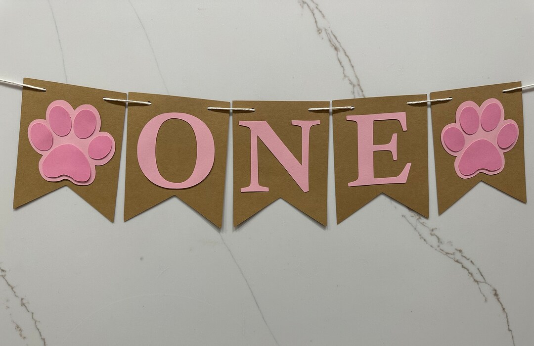 Paw Print Banner, Dog Birthday, Dog 1st Birthday, Dog Age Banner,dogs ...
