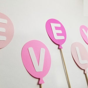 Pink Balloon Name Cake Topper, Balloon Birthday, Balloon Cake, Boy ...