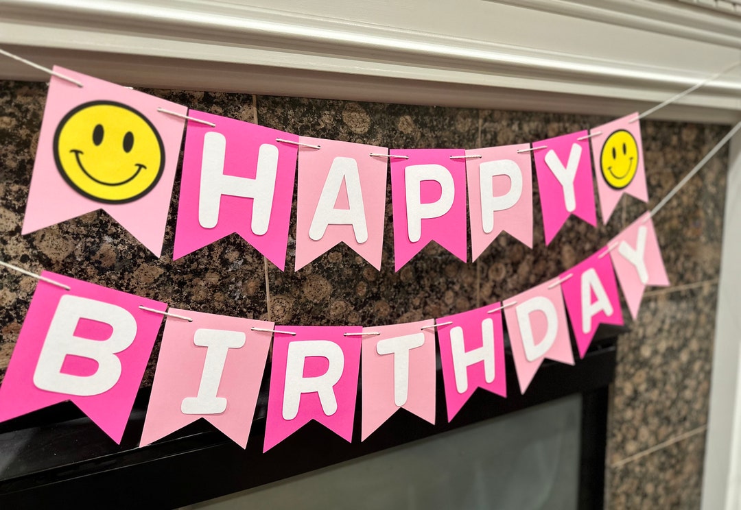 Happy Face Birthday Banner,emoji Birthday Banner, Birthday Party Decor ...