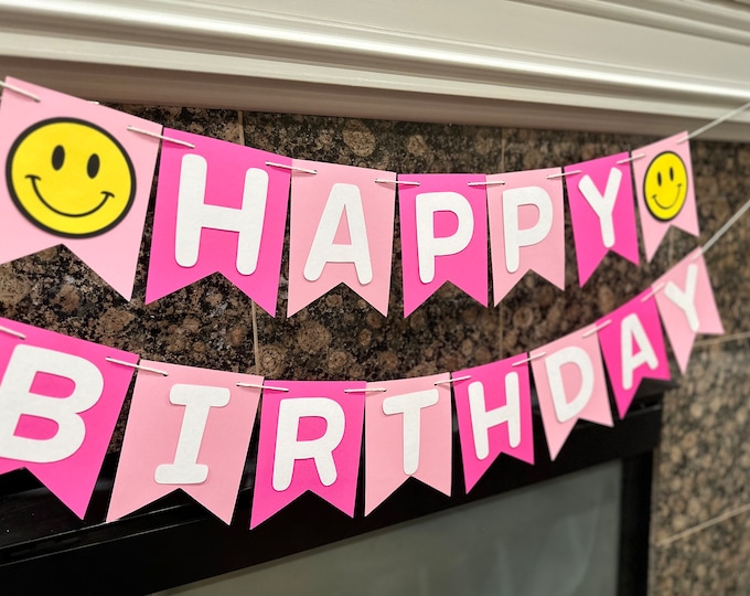 Happy Face Birthday Banner,emoji Birthday Banner, Birthday Party Decor ...