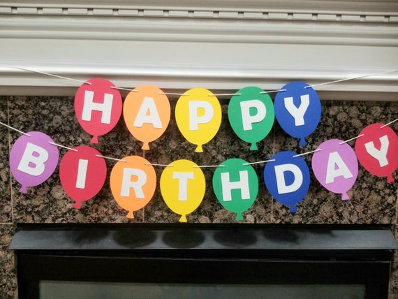 Balloon Banner Kids Birthday Happy Birthday Balloon Banner | Etsy