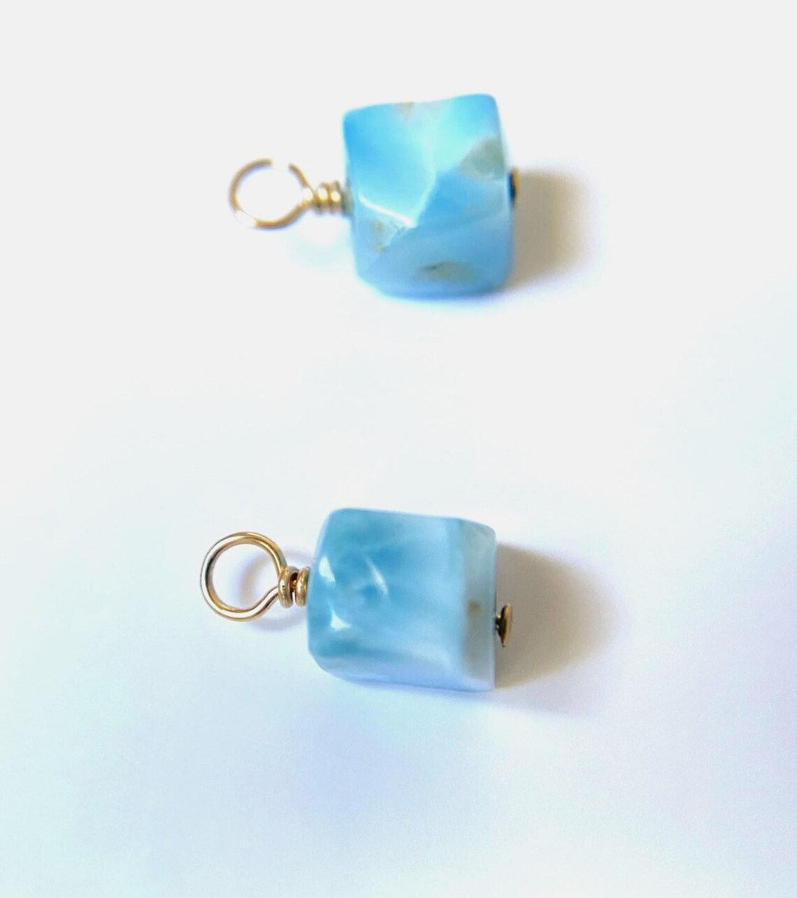 Larimar Gemstone Charms in Sterling Silver or 14K Gold Filled, Larimar ...
