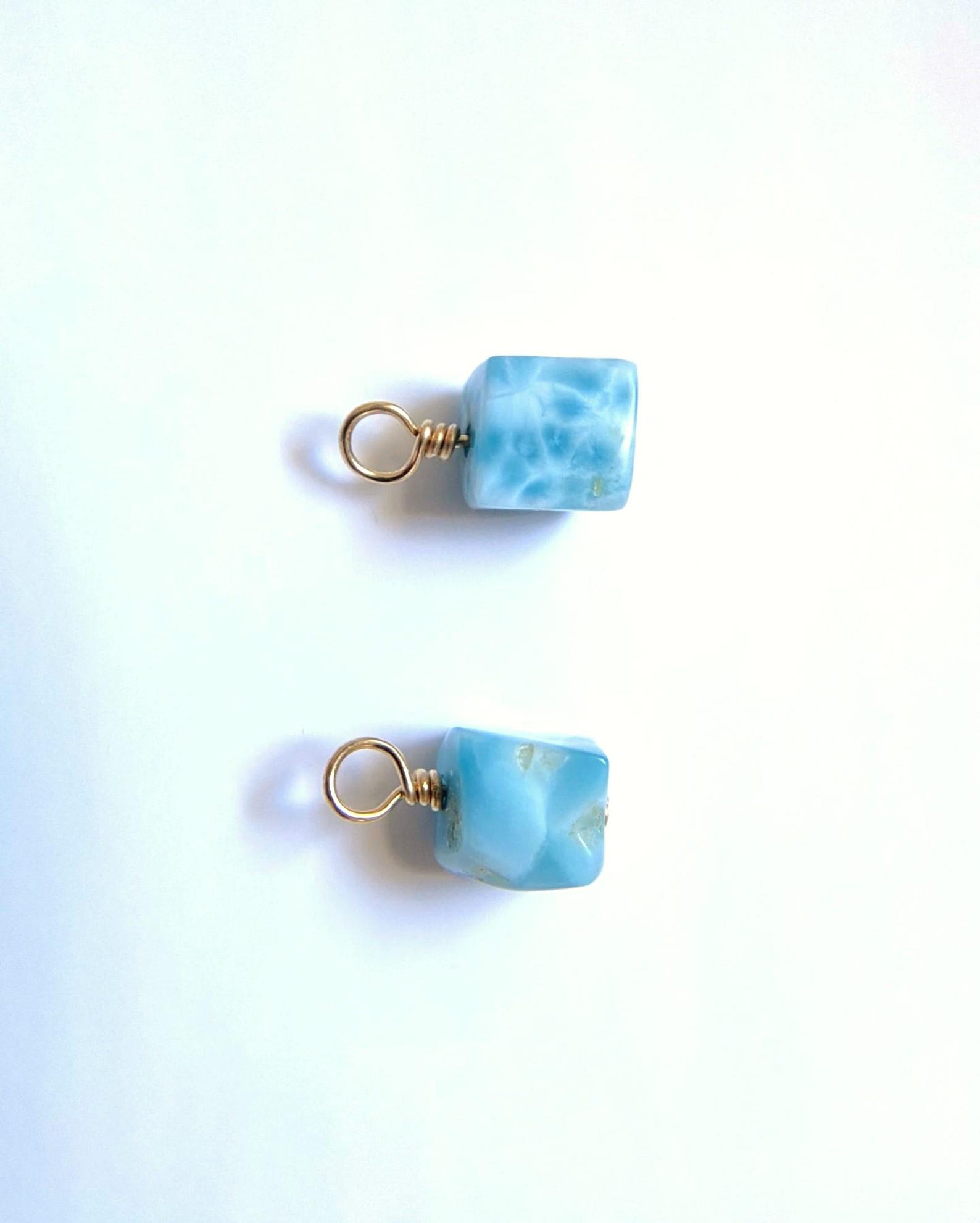 Larimar Gemstone Charms in Sterling Silver or 14K Gold Filled, Larimar ...