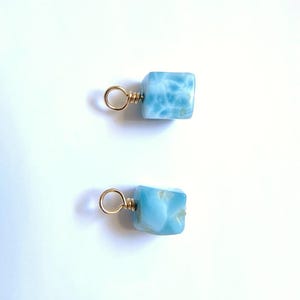 Larimar Gemstone Charms in Sterling Silver or 14K Gold Filled, Larimar ...