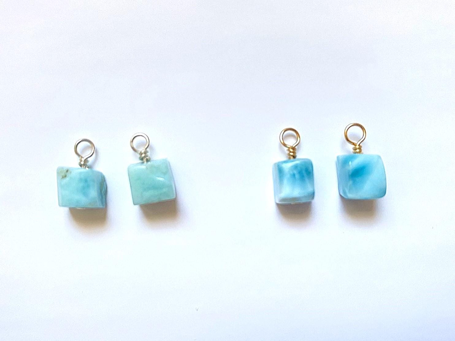 Larimar Gemstone Charms in Sterling Silver or 14K Gold Filled, Larimar ...