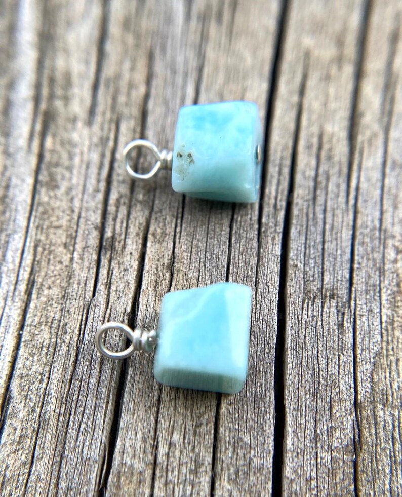 Larimar Gemstone Charms in Sterling Silver or 14K Gold Filled, Larimar ...