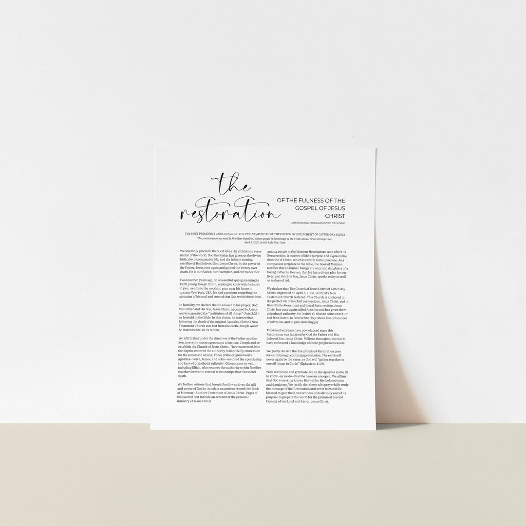 The Restoration Proclamation Print - Physical Print on High Quality ...
