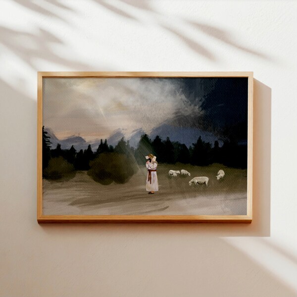 Jesus Chasing Lamb - Etsy