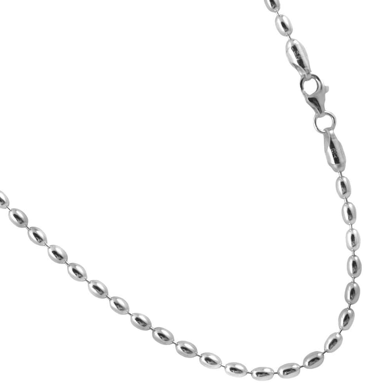 Rice Bead 3mm by 5mm Sterling Silver Italian Chain. 7,8,9,10,16,18,20 ...
