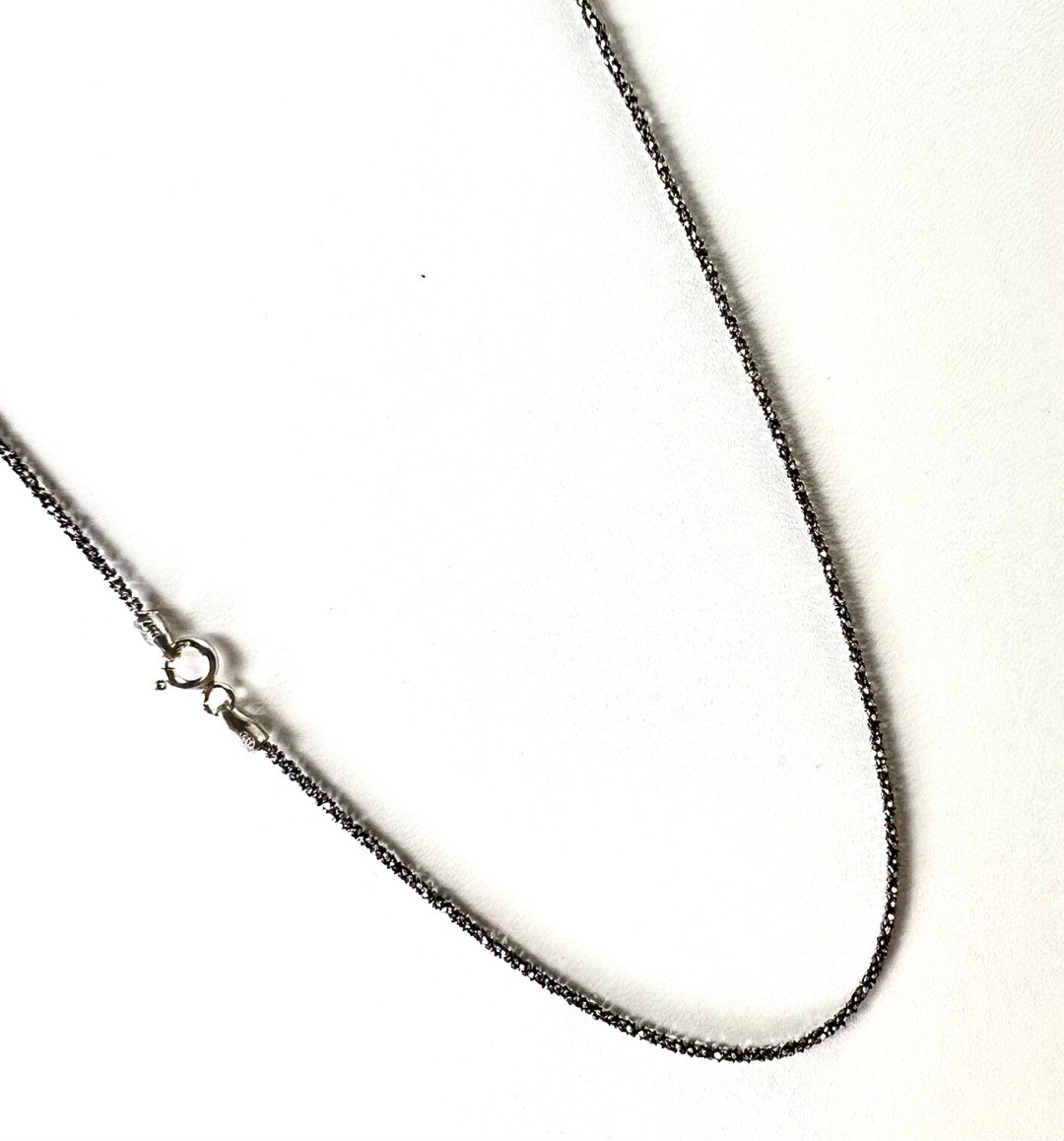 Dark Oxidized Sterling Silver Sparkle Chain, 1.1mm 925 Necklace. 30 ...