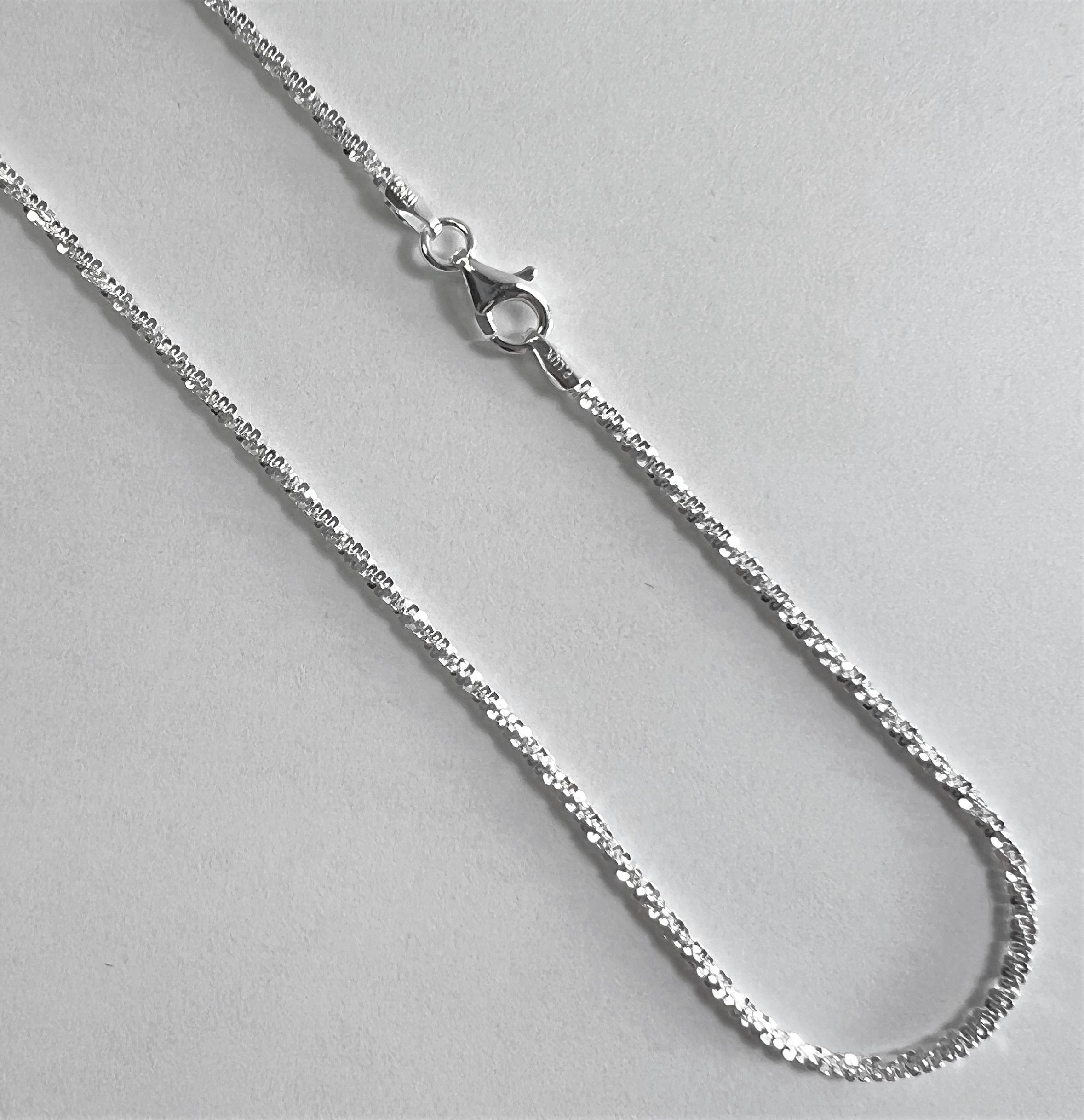 1.5mm Diamond Cut Roc Chain Sterling Silver Necklace, 16,18,20,22,24,7 ...