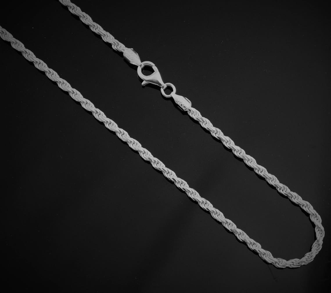 Rope Chain. Sterling Silver Necklace. 3mm Thick. - Etsy