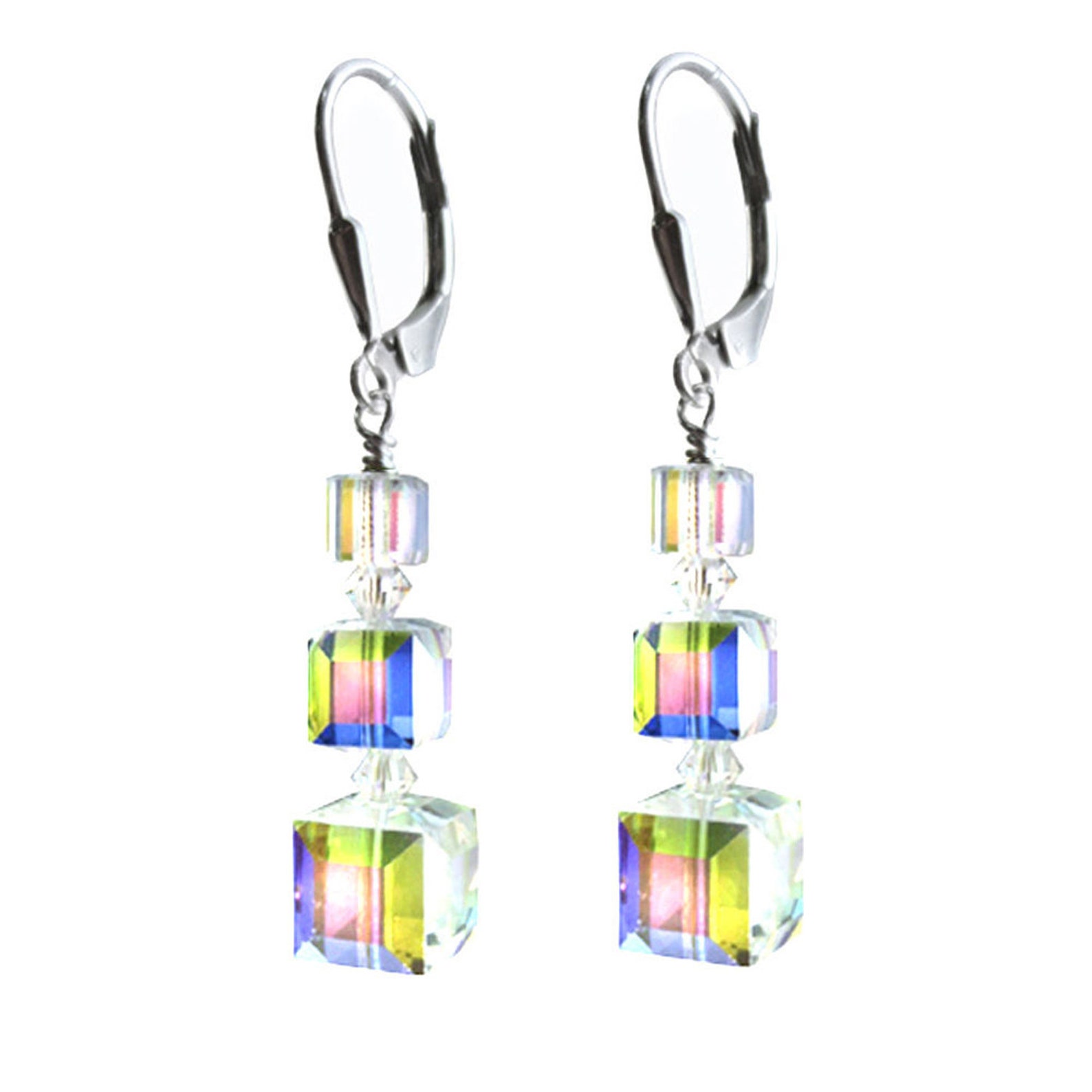 Clear AB Earrings Made With Swarovski Crystal. Past Present - Etsy