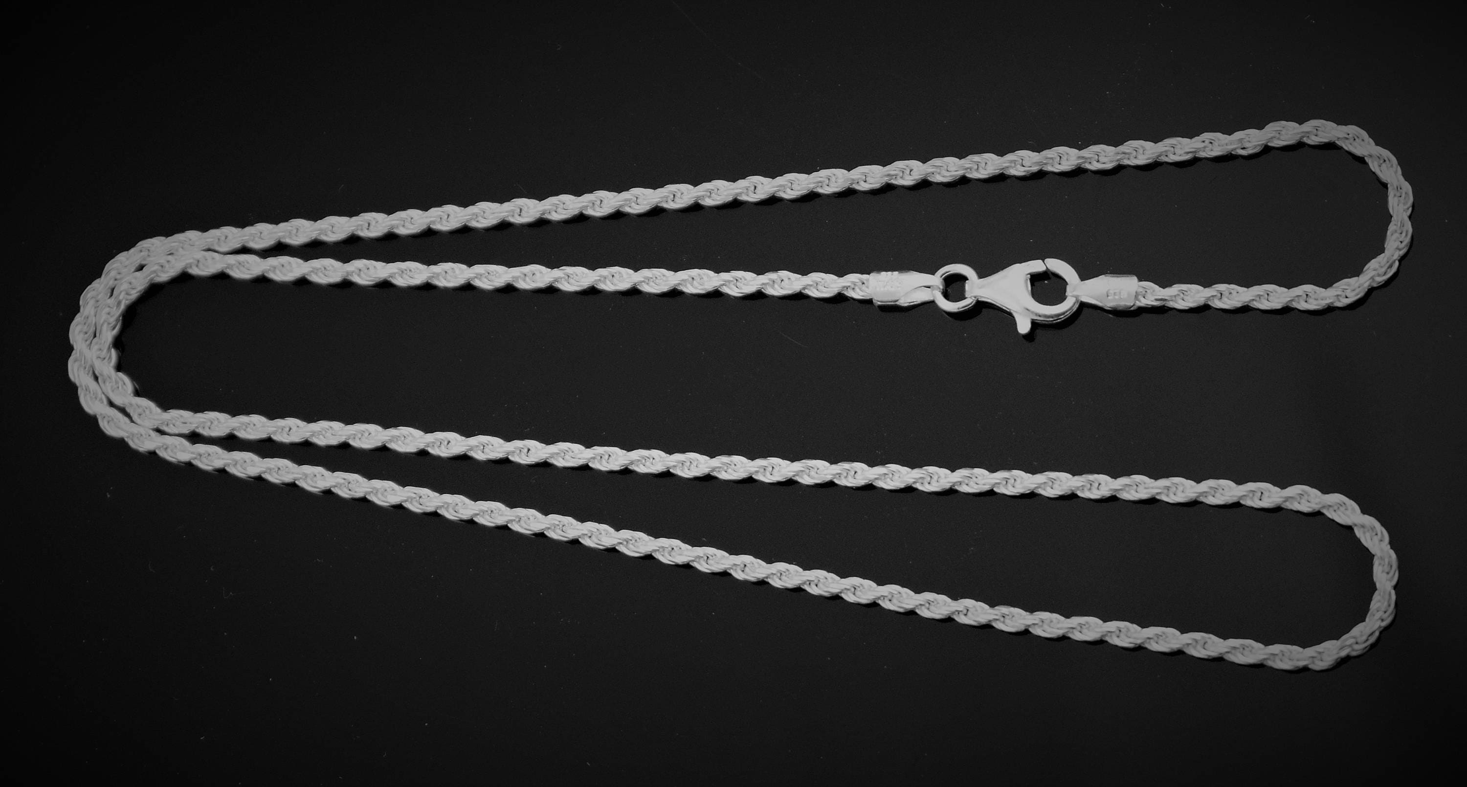 Rope Chain. Sterling Silver Necklace. 2mm Thick. | Etsy