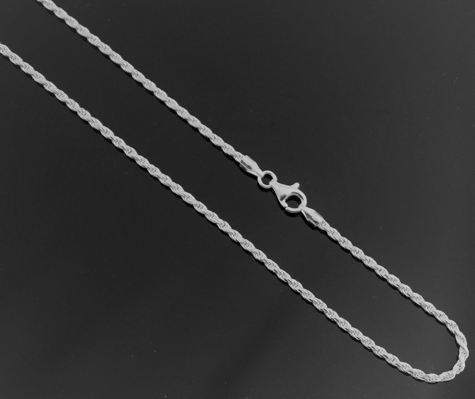 Rope Chain. Sterling Silver Necklace. 2mm Thick. 14,16,18,20,22,24,30 ...
