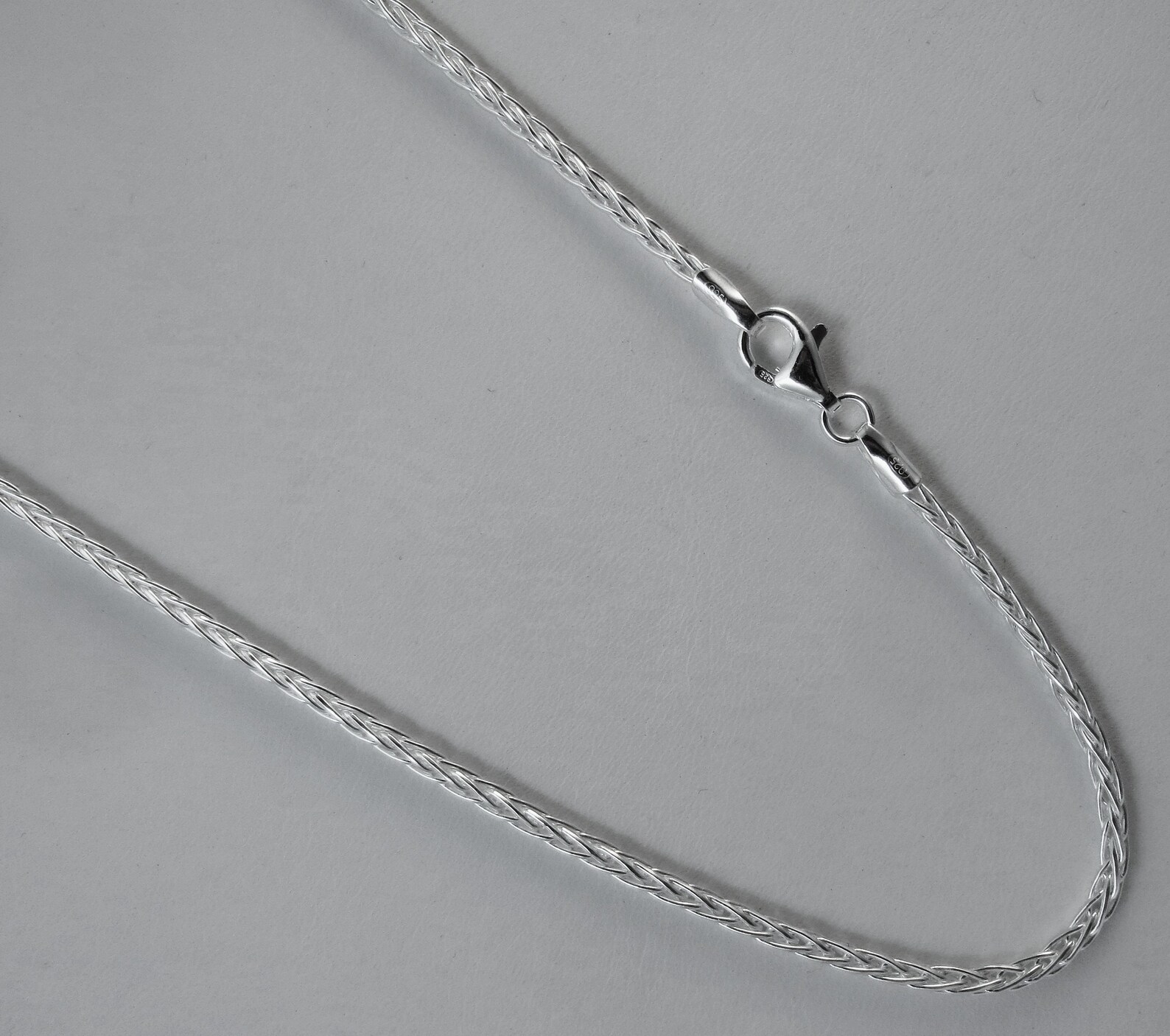 2.6mm Thin Spiga, Wheat Chain. 925 Sterling Silver. 16,18,20,22,24,30 ...