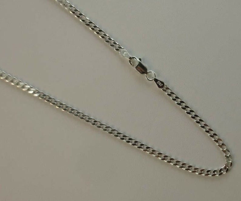 3mm Sterling Silver Curb Chain Necklace. 161820222430 - Etsy