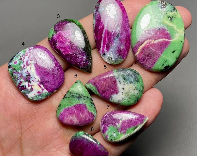 Ruby Zoisite A One Quality 100% Natural Ruby Zoisite Cabochon Loose Gemstone for Making Jewelry ...