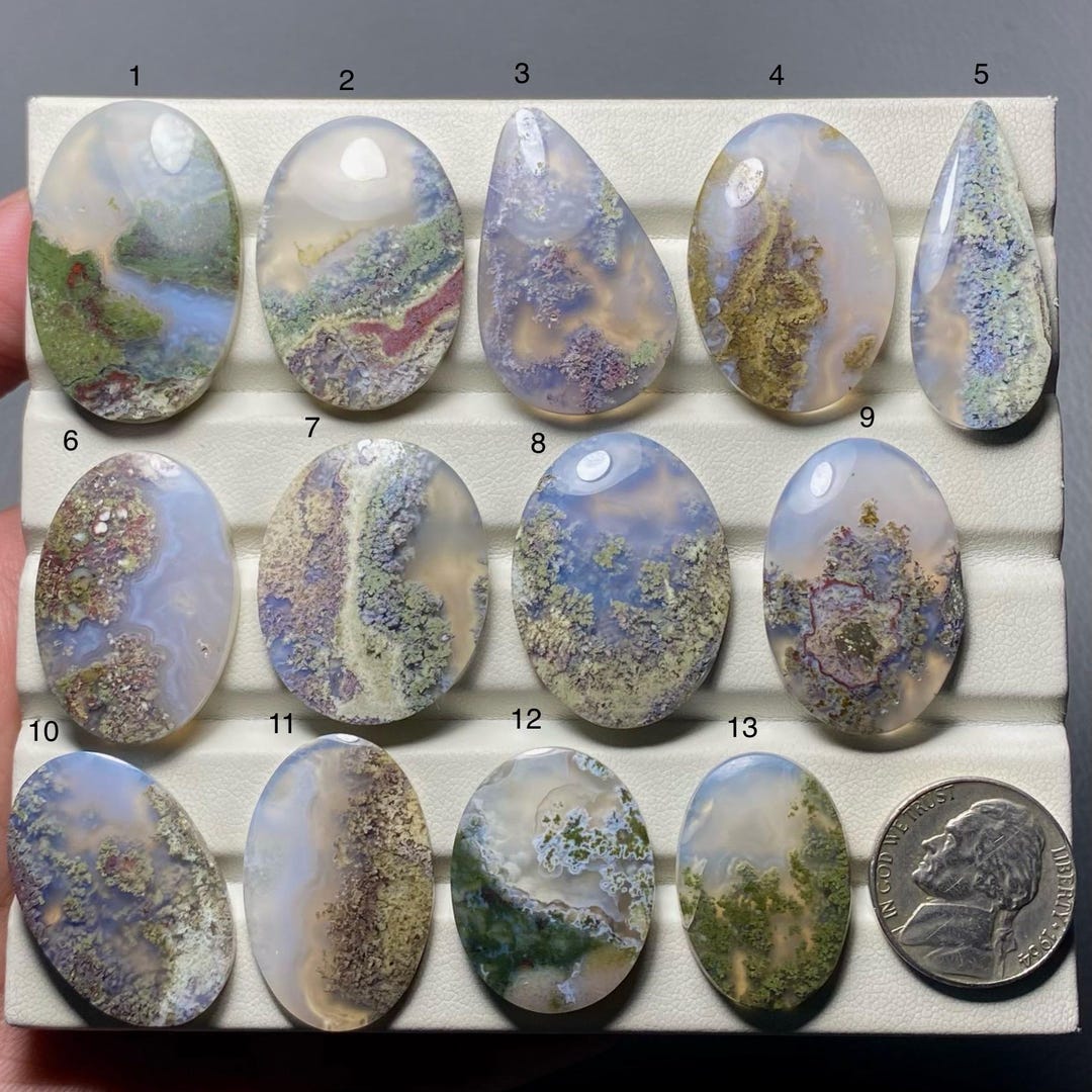 Indonesian Moss Agate A One Quality 100% Natural Stone Cabochon Loose ...