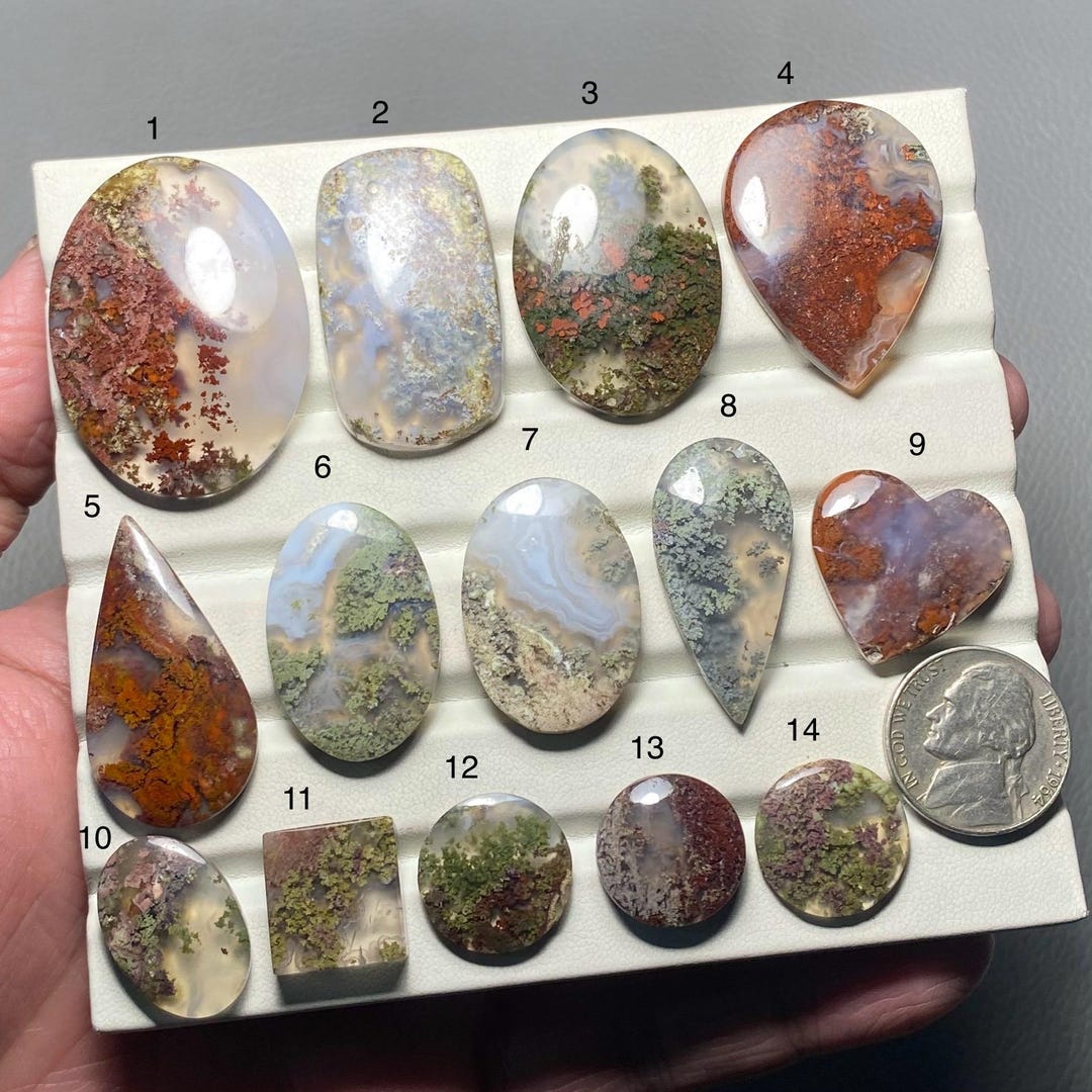 Indonesian Moss Agate A One Quality 100% Natural Stone Cabochon Loose ...
