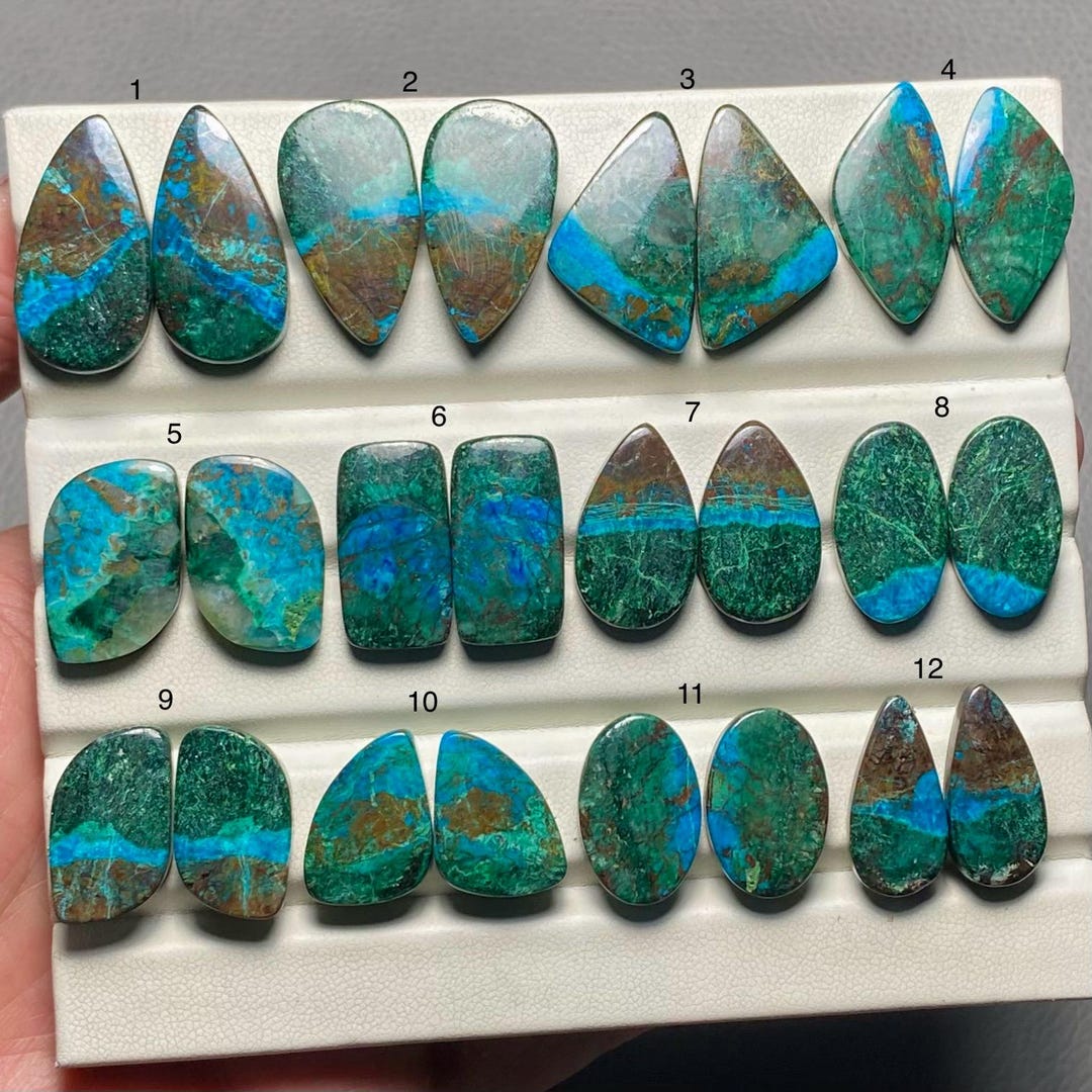 Bi- Colour Chrysocolla Pair A One Quality 100% Natural Chrysocolla ...