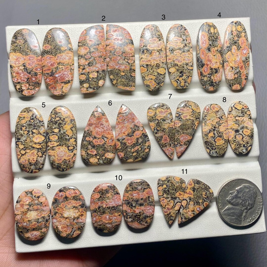 Leopard Skin Jasper Pair A One Quality 100% Natural Leopard Skin Jasper ...