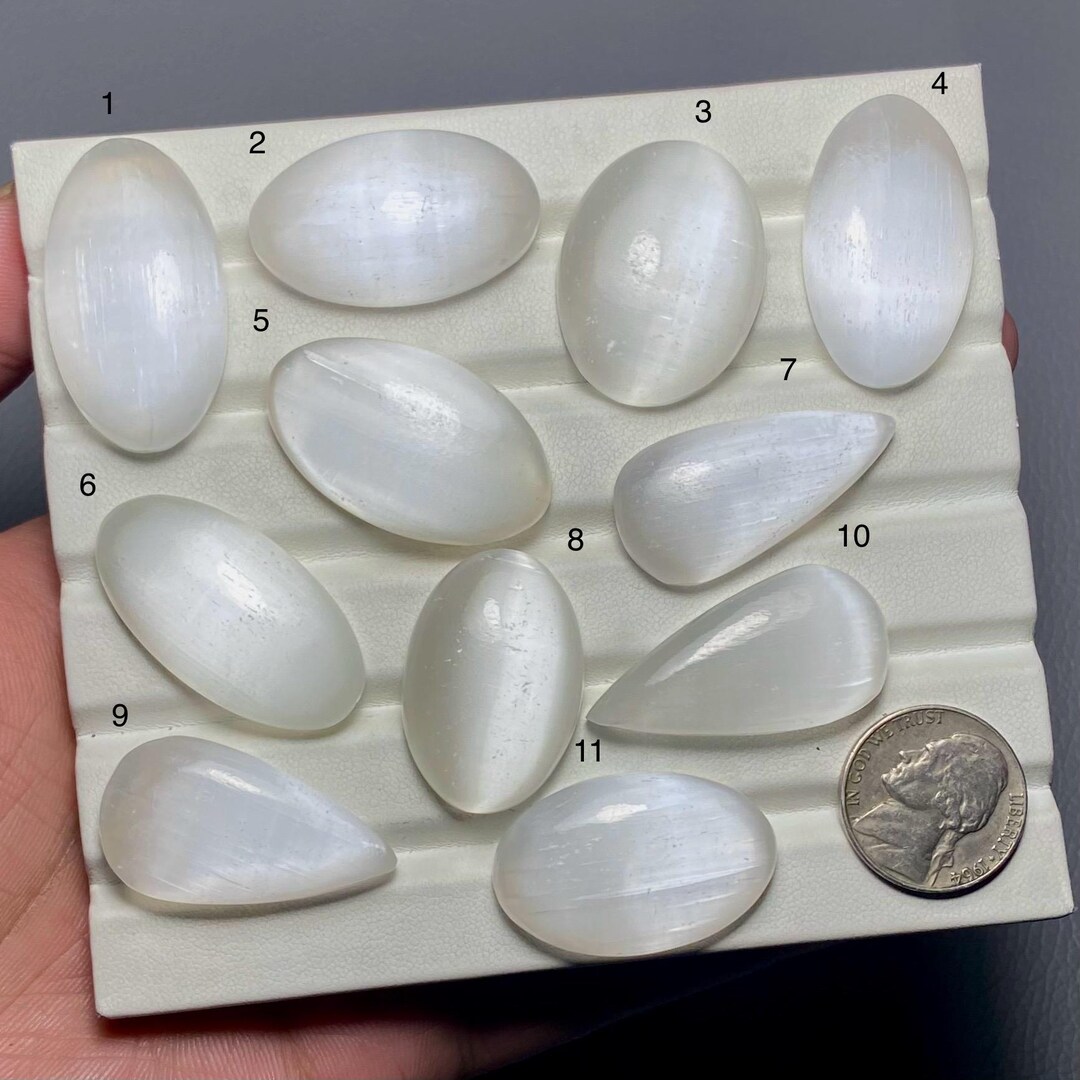 Selenite Cabochon, Selenite Gemstone for Jewelry - Etsy