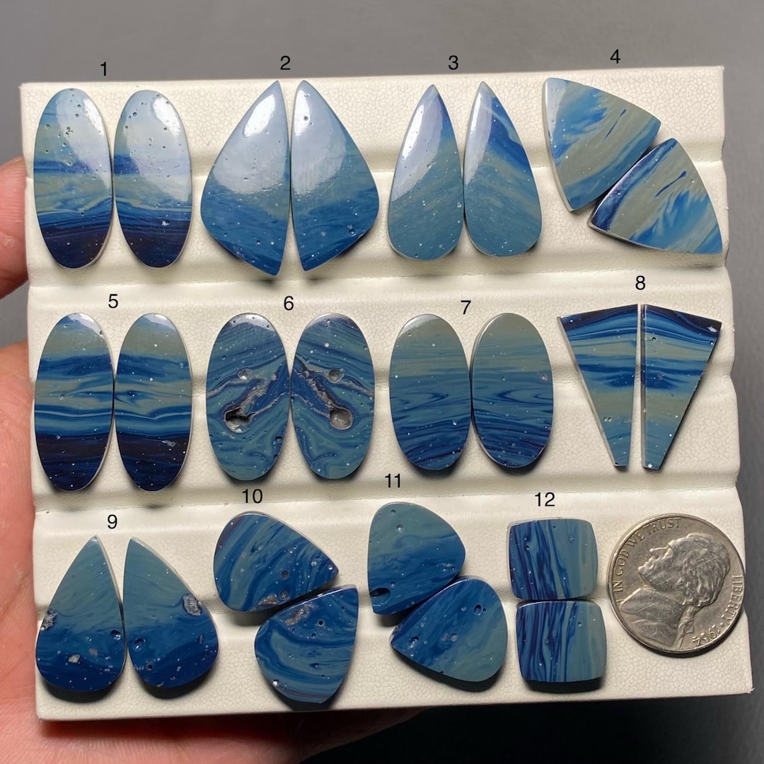 Blue Leland Pair A One Quality 100% Natural Blue Leland Cabochon Loose ...