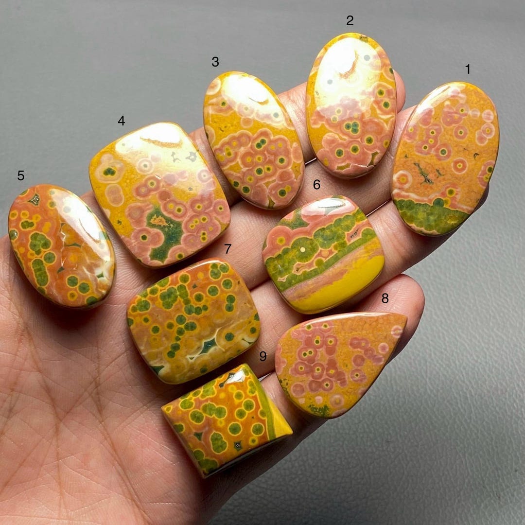 Orbicular Ocean Jasper A One Quality 100% Natural Ocean Jasper Cabochon ...