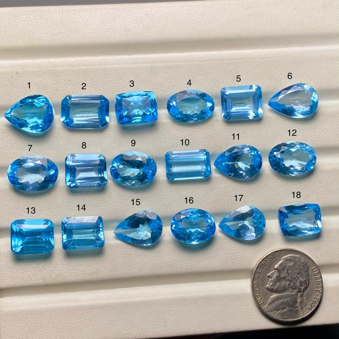 Blue Topaz Top Grade Quality 100% Natural Blue Topaz Faceted Cut Loose ...