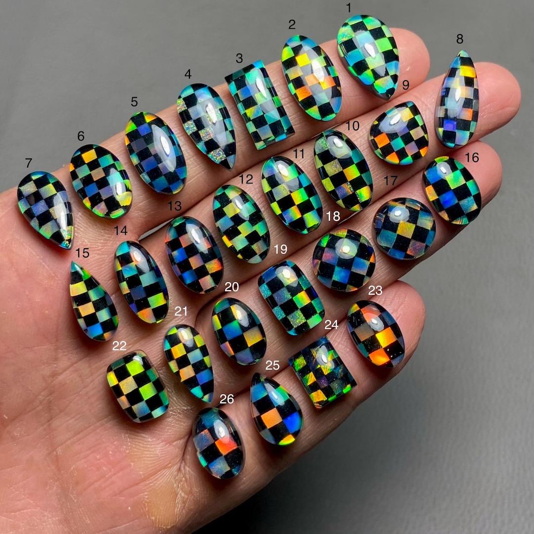 Aurora Opal & Crystal Doublet Checkerboard A One Quality Cabochon Loose ...