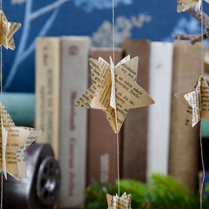 3D Star Garland, Star Book Pages Garland, Vintage Decor, Book Lover ...