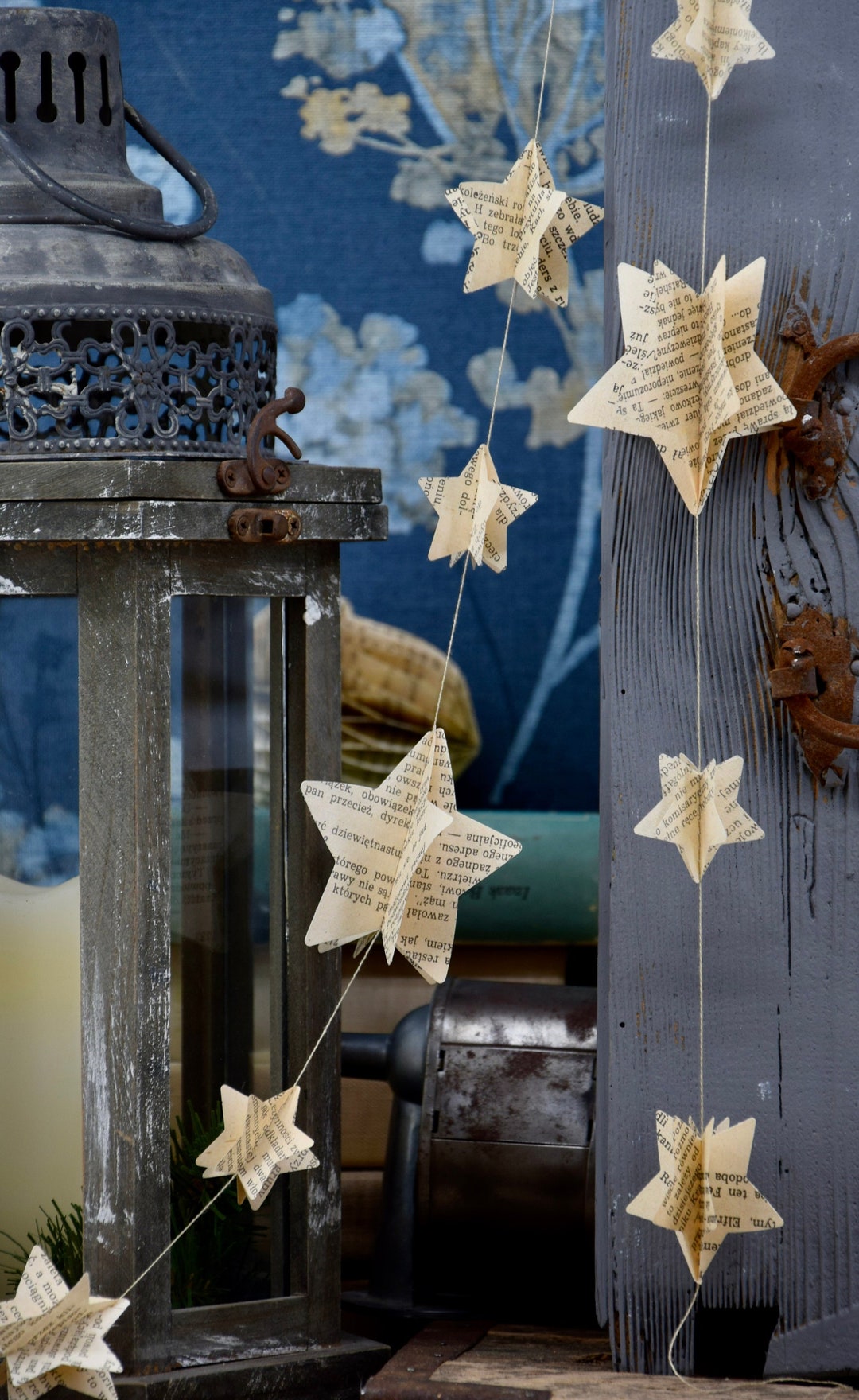 3D Star Garland, Star Book Pages Garland, Vintage Decor, Book Lover ...