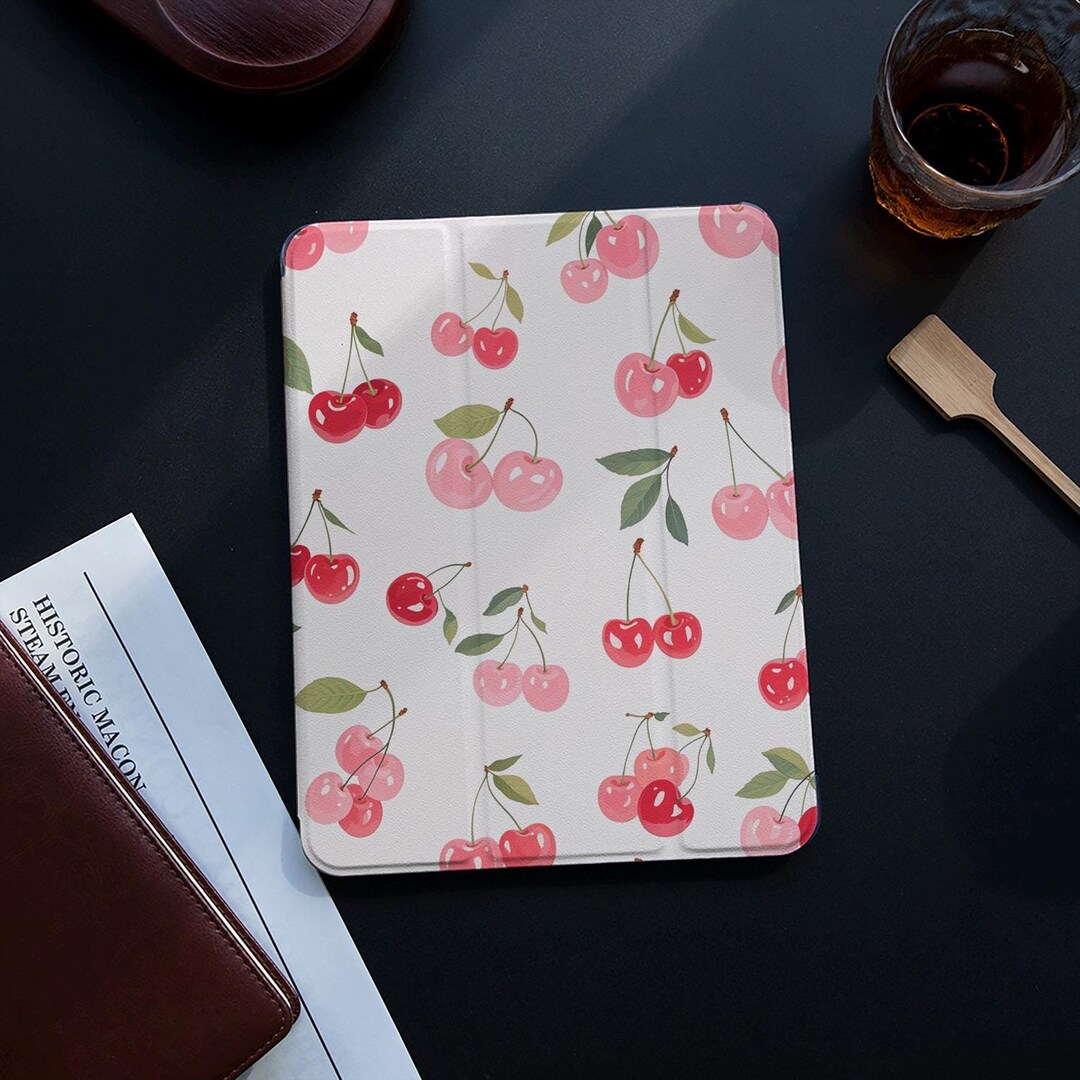 Cute Pink Cherry iPad Case for Pro 11 2024 Air 4/5/6/7 2023 With Pen ...