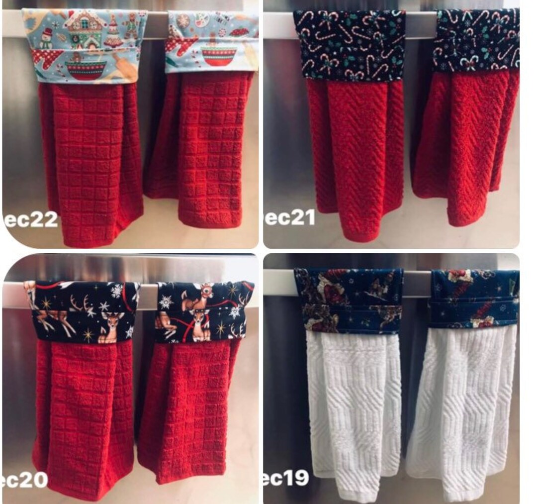 Christmas, Christmas Themed Hanging Towels Set of 2 Handmade Holiday ...